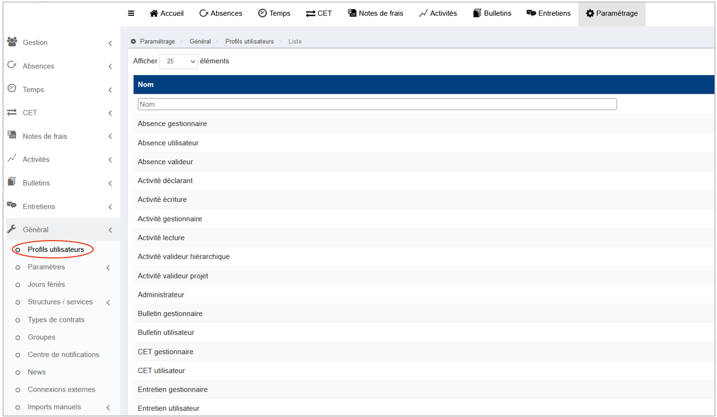 Comment paramétrer le profil d'un gestionnaire d'activités ? [oHRis]